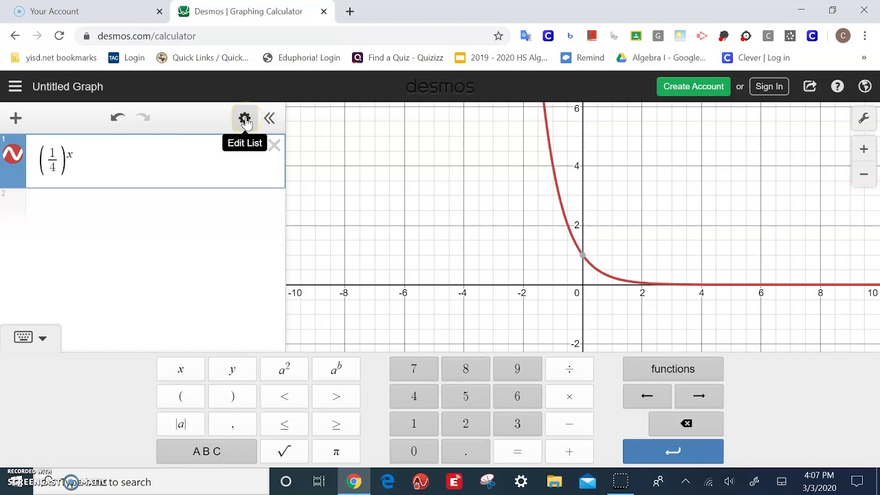 Desmos To Graph Exponential Functions Youtube