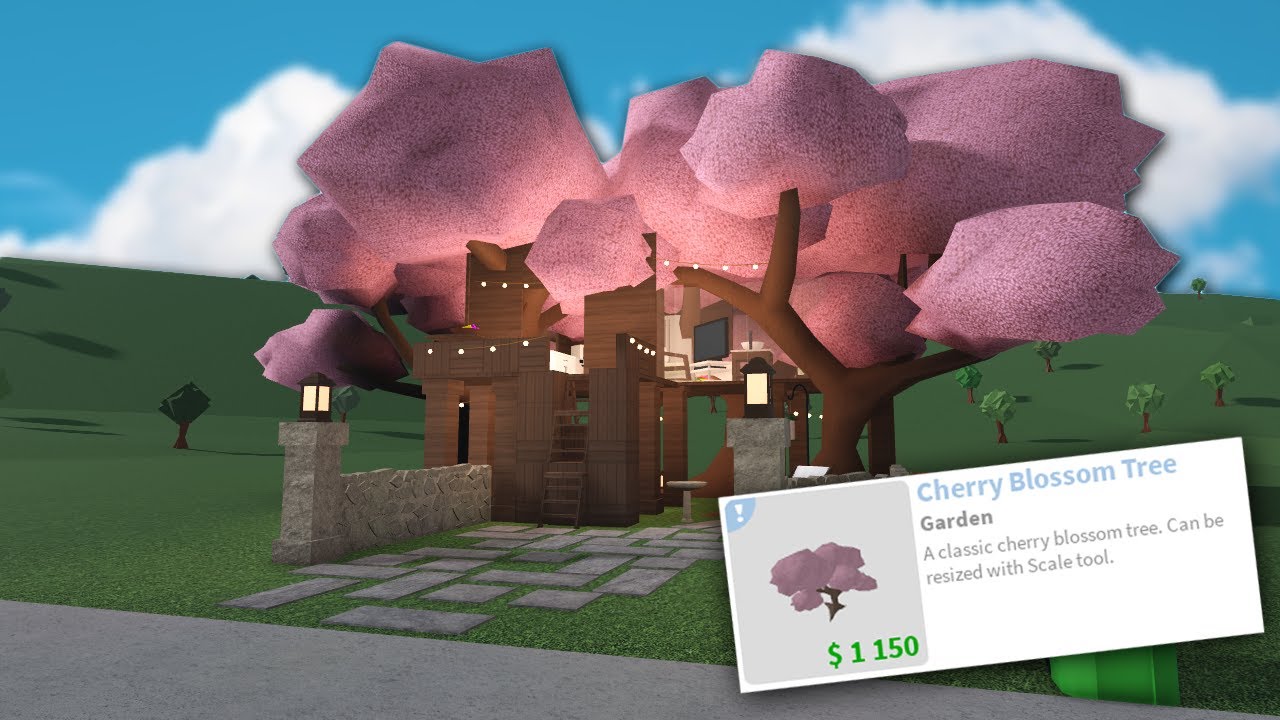 Building A Bloxburg Tree House In The New Update Cherry Blossom Tree