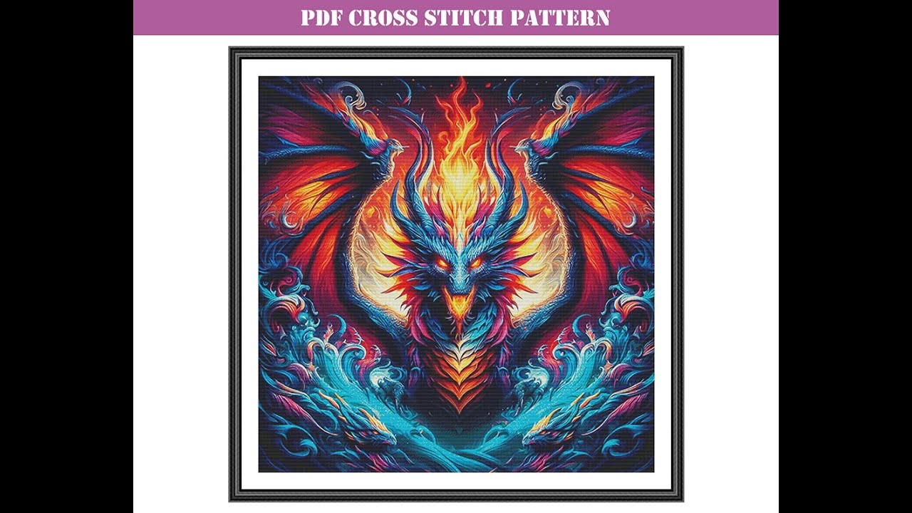 Fantasy Dragon Full Coverage Counted Cross Stitch Pattern Pattern
