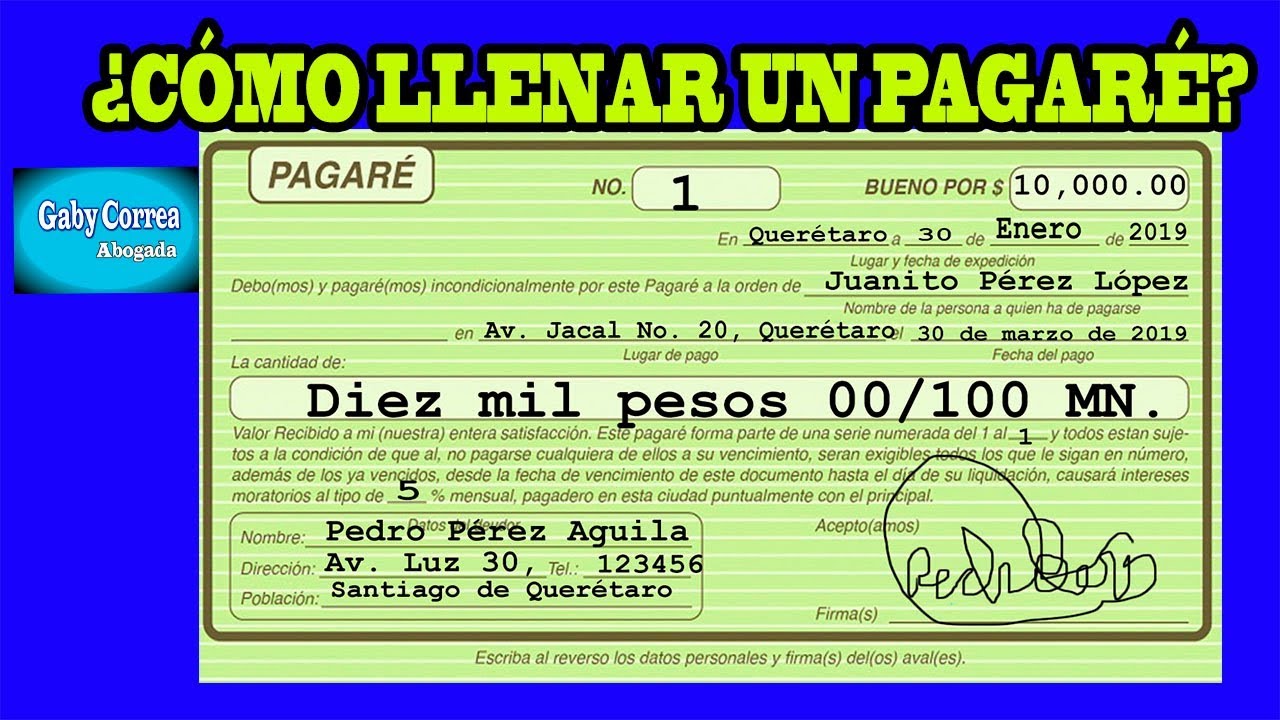 Cómo Llenar Un Pagaré Gaby Correa Abogada Youtube