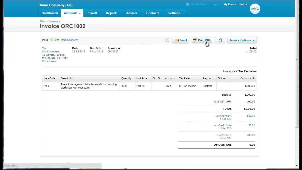 Xero How To Creating A Receipt For Paid Invoices Youtube