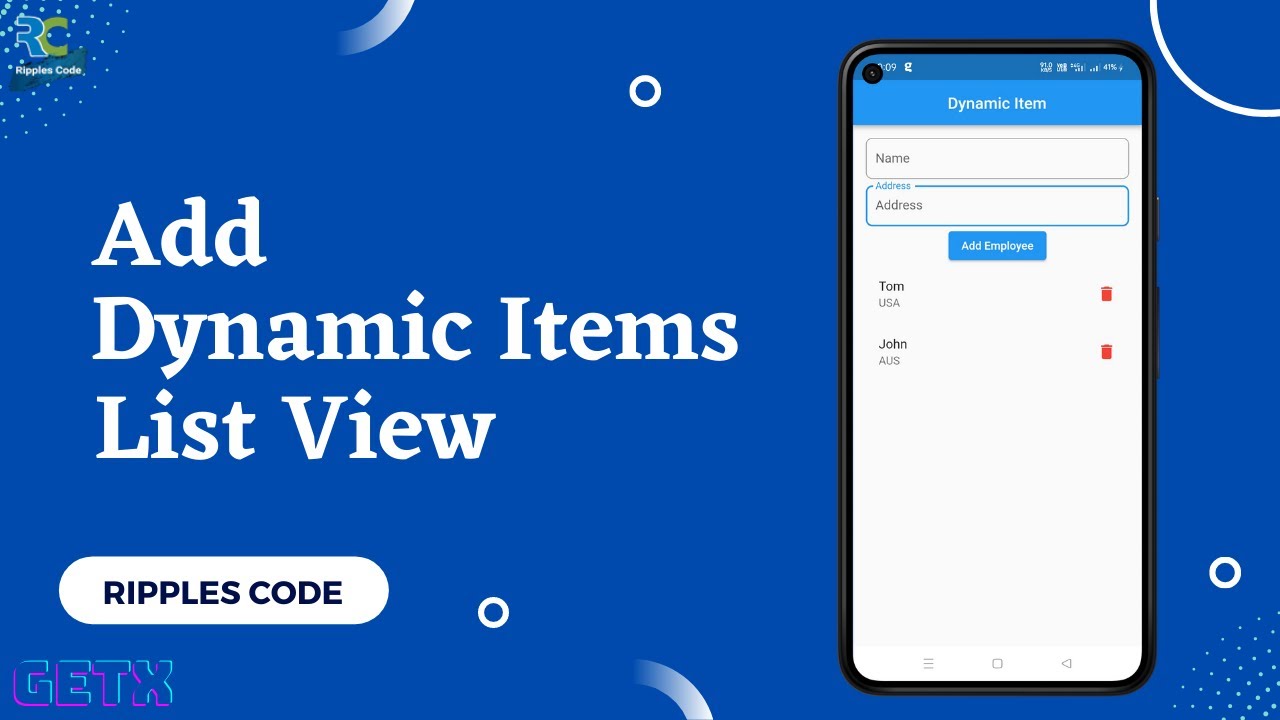 Add Dynamic Items To Listview In Flutter Using Getx Flutter Getx