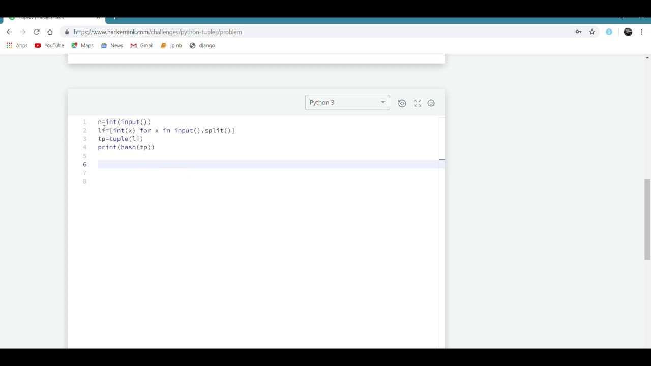 Tuples Hackerrank Python Hash Function Youtube