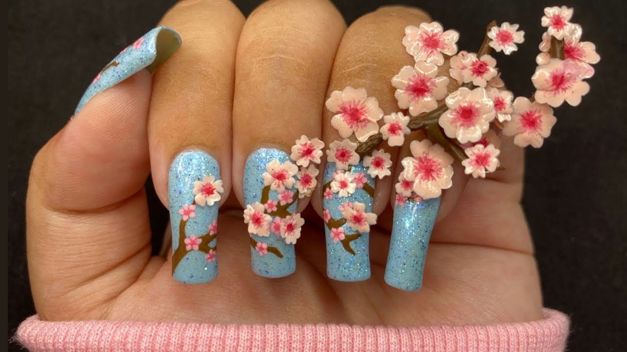 3d Cherry Blossom Nail Art Tutorial Somehow This Turned Out Amazing