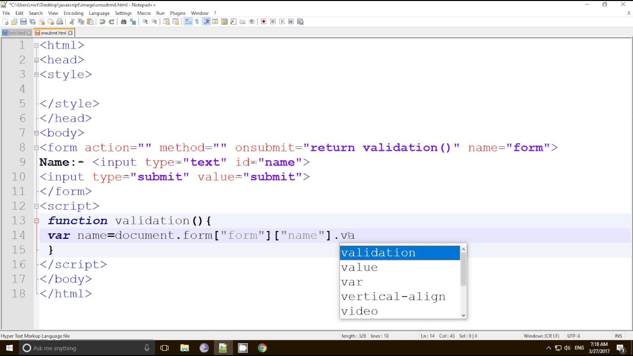 Onsubmit Event In Javascript Youtube