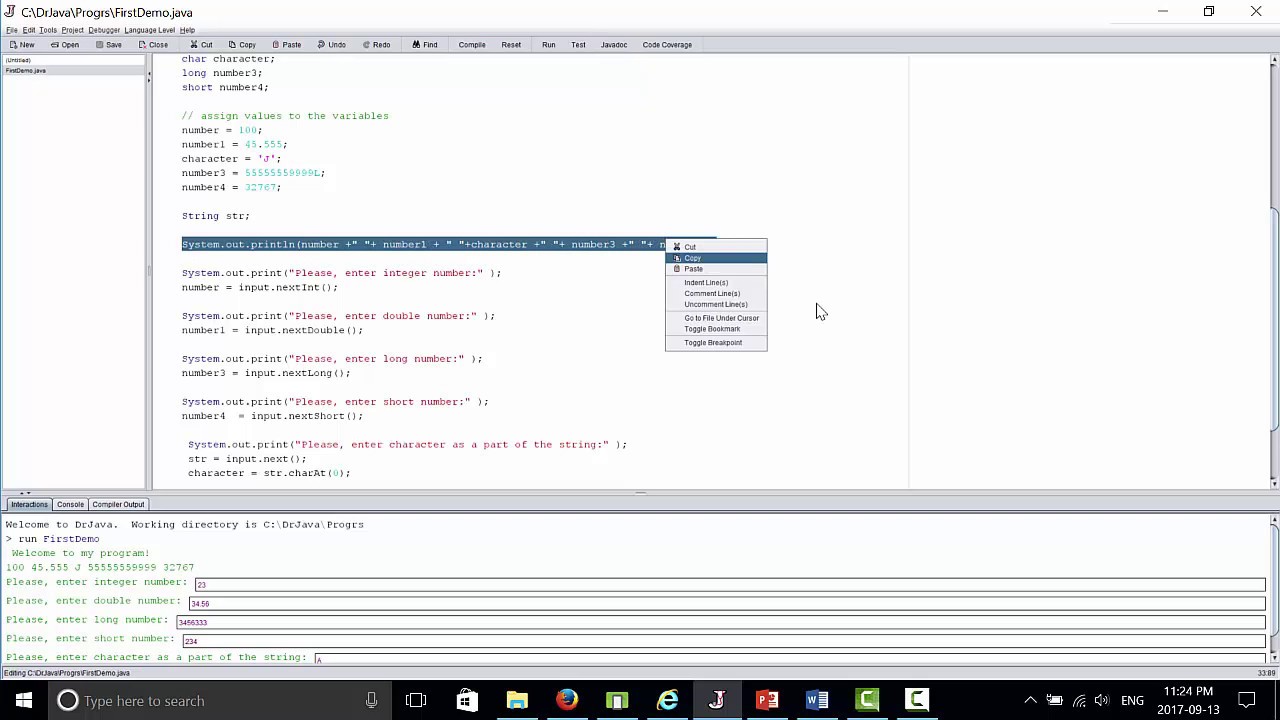 Java For Start Lesson 1 2 Console Input For All Types Youtube