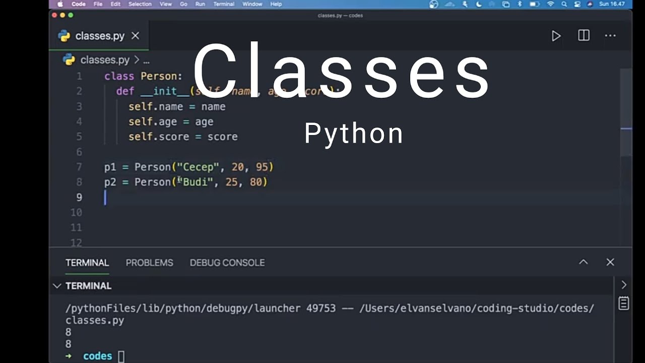 Classes Python Youtube