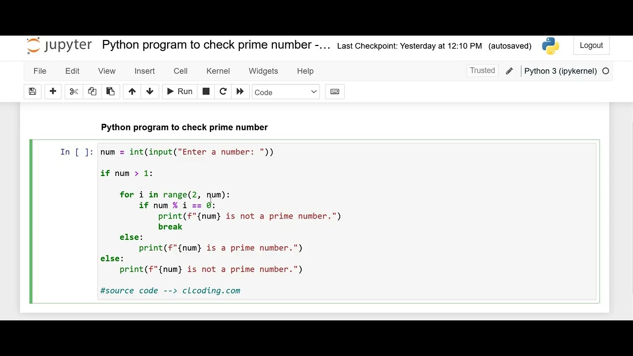 Day 6 Python Program To Check Prime Number Youtube