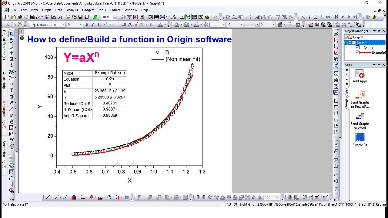 Defining A Function In Origin For Fitting Any Curve Youtube