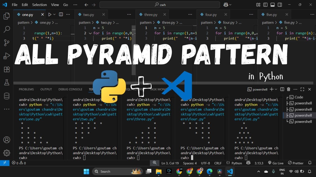 Printing All Posible Pyramid Pattern Youtube