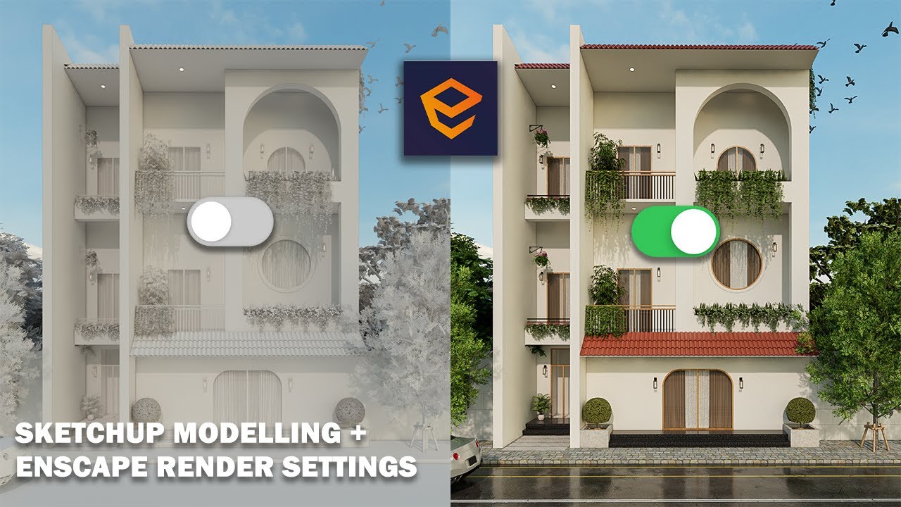 Realistic House Exterior Design Sketchup Modeling Enscape Render