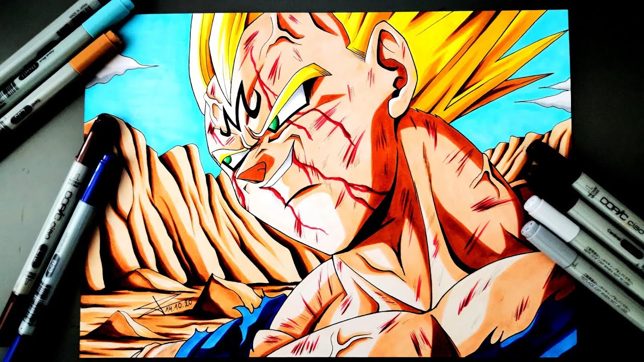 Drawing Majin Vegeta Ssj2 Youtube