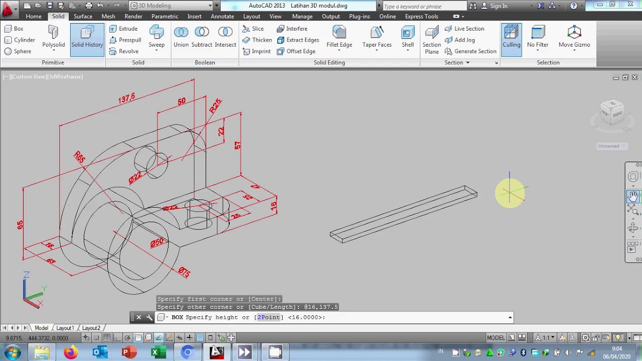 Tutorial Menggambar Model 3d Autocad 6 Youtube