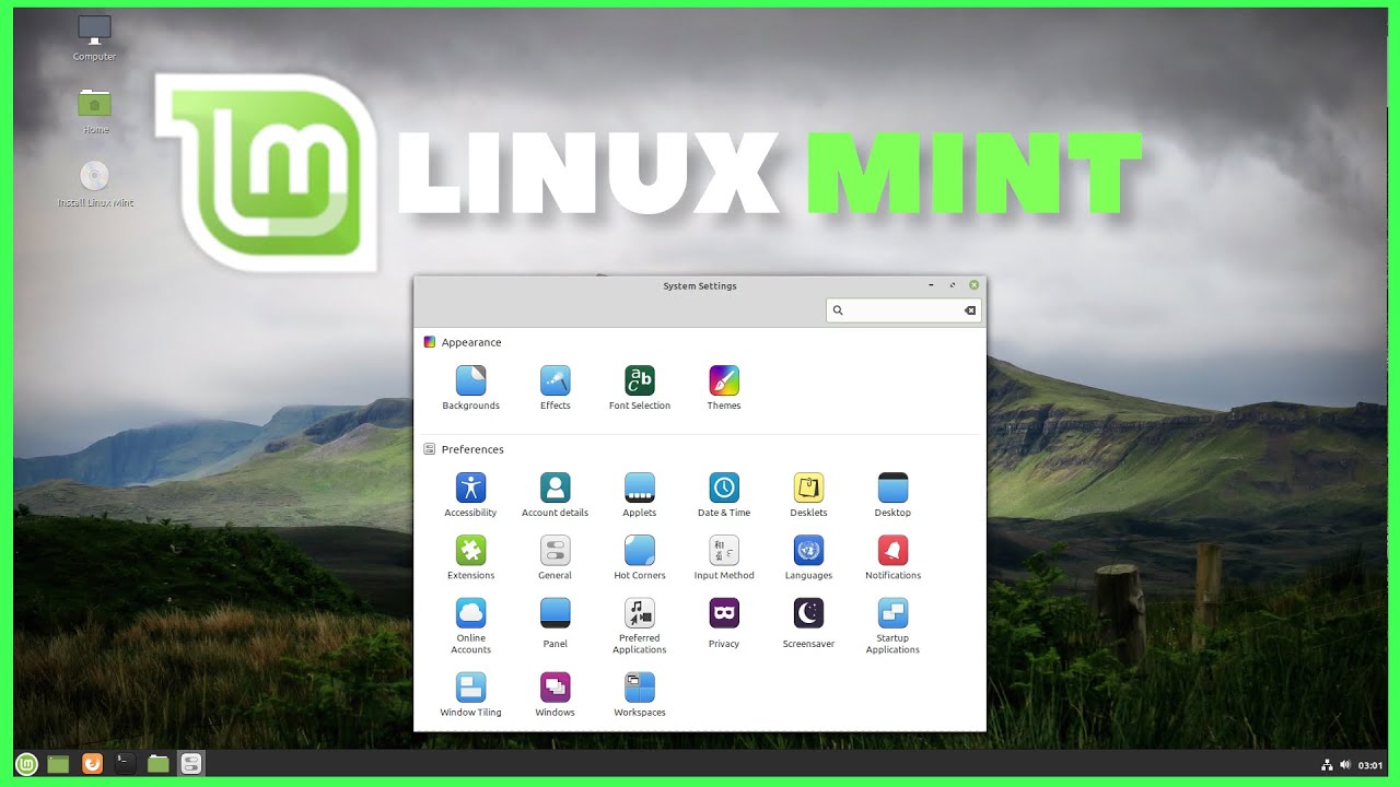 Complete Linux Mint Tutorial The System Settings Youtube