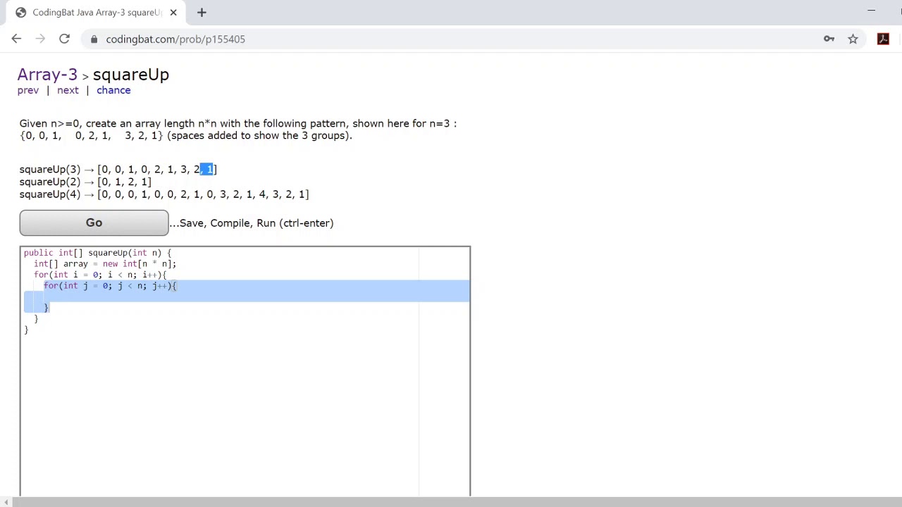 Array 3 Squareup Java Tutorial Codingbat Youtube