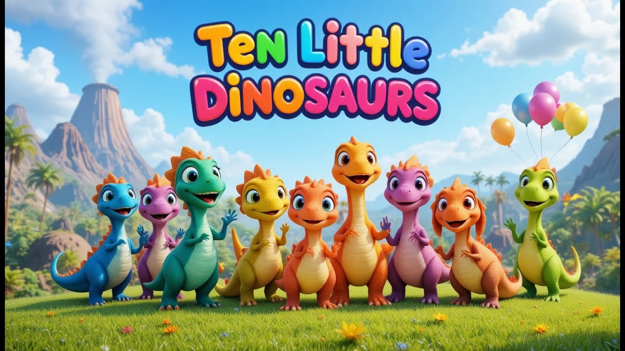 Ten Little Dinosaurs Nursery Rhymes Kids Song Panda World Youtube