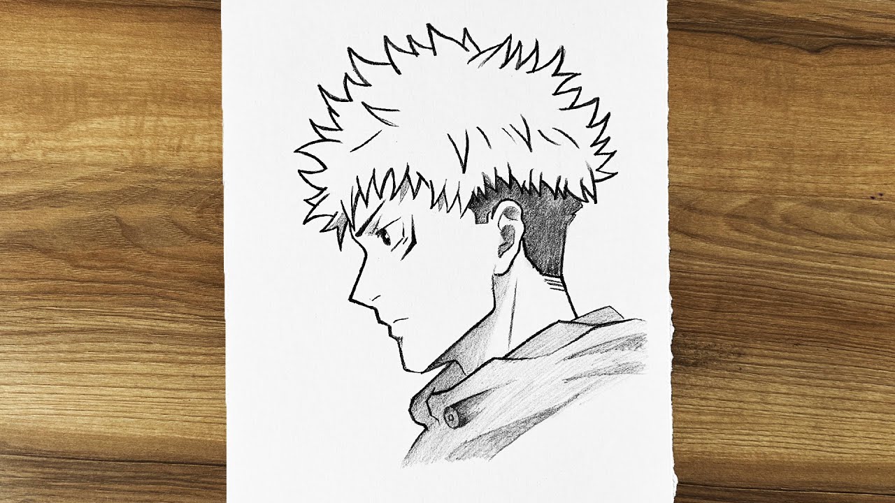 Easy Anime Drawing How To Draw Yuji Itadori Side View From Jujutsu