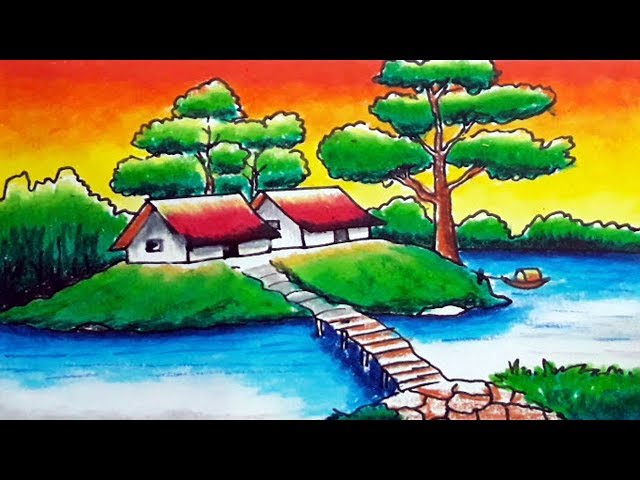 Scenery Drawing Landscape Drawing Easy Drawing Class 25 50 Off