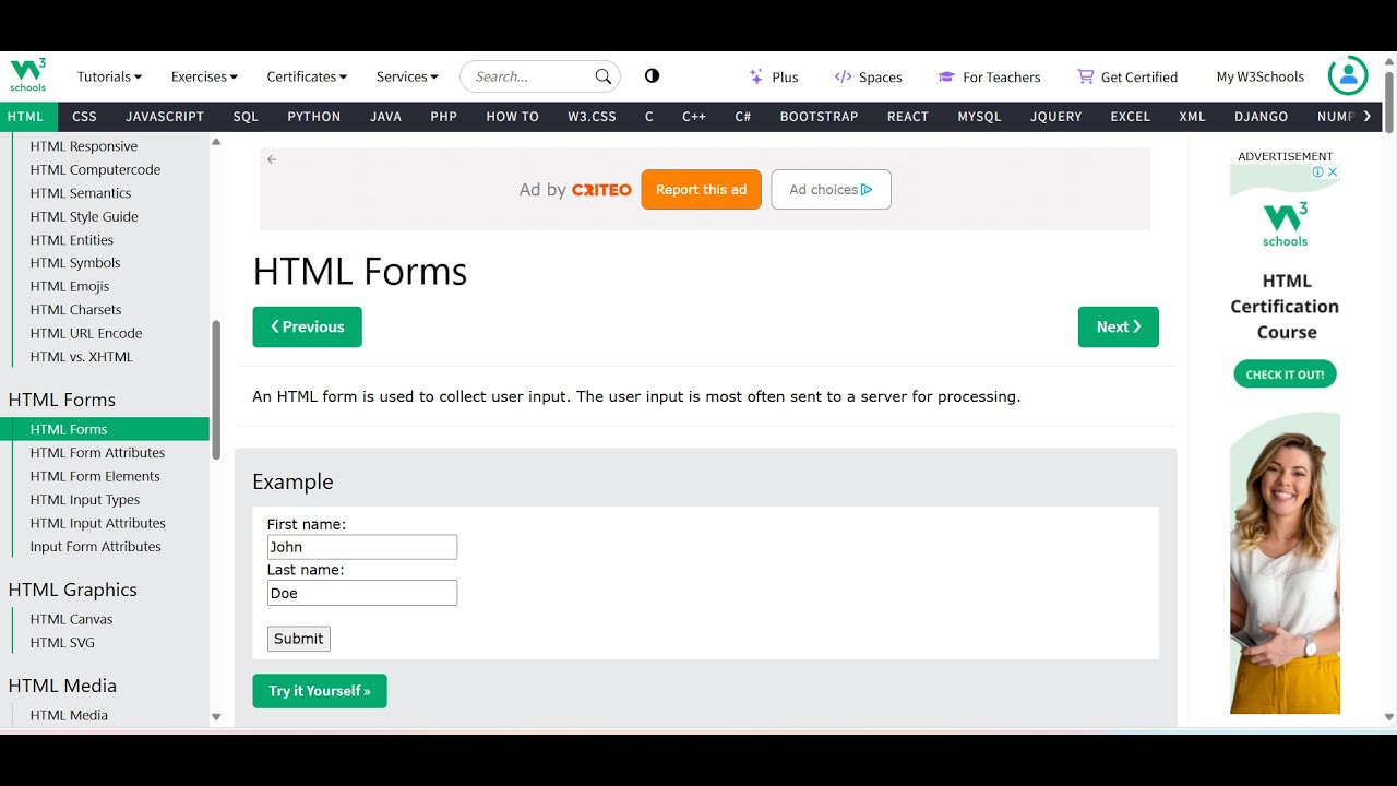 W3schools Html Tutorial 24 Html Form Youtube