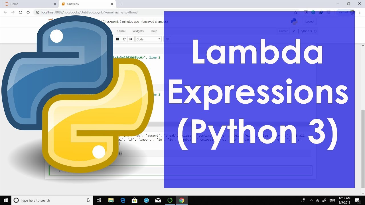 Lambda Functions Lambda Expression Python 3 Youtube