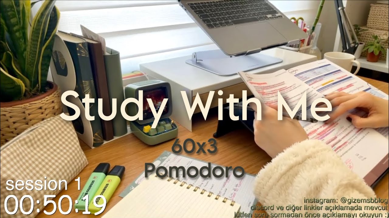 Study With Me 3 Hours 60x3 Pomodoro Benimle 3 Saat Ders çalış Youtube