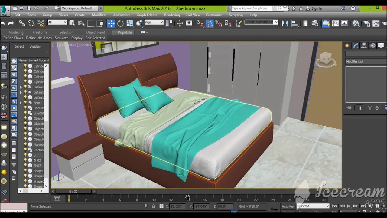 Simple Bedroom Design In 3ds Max Youtube
