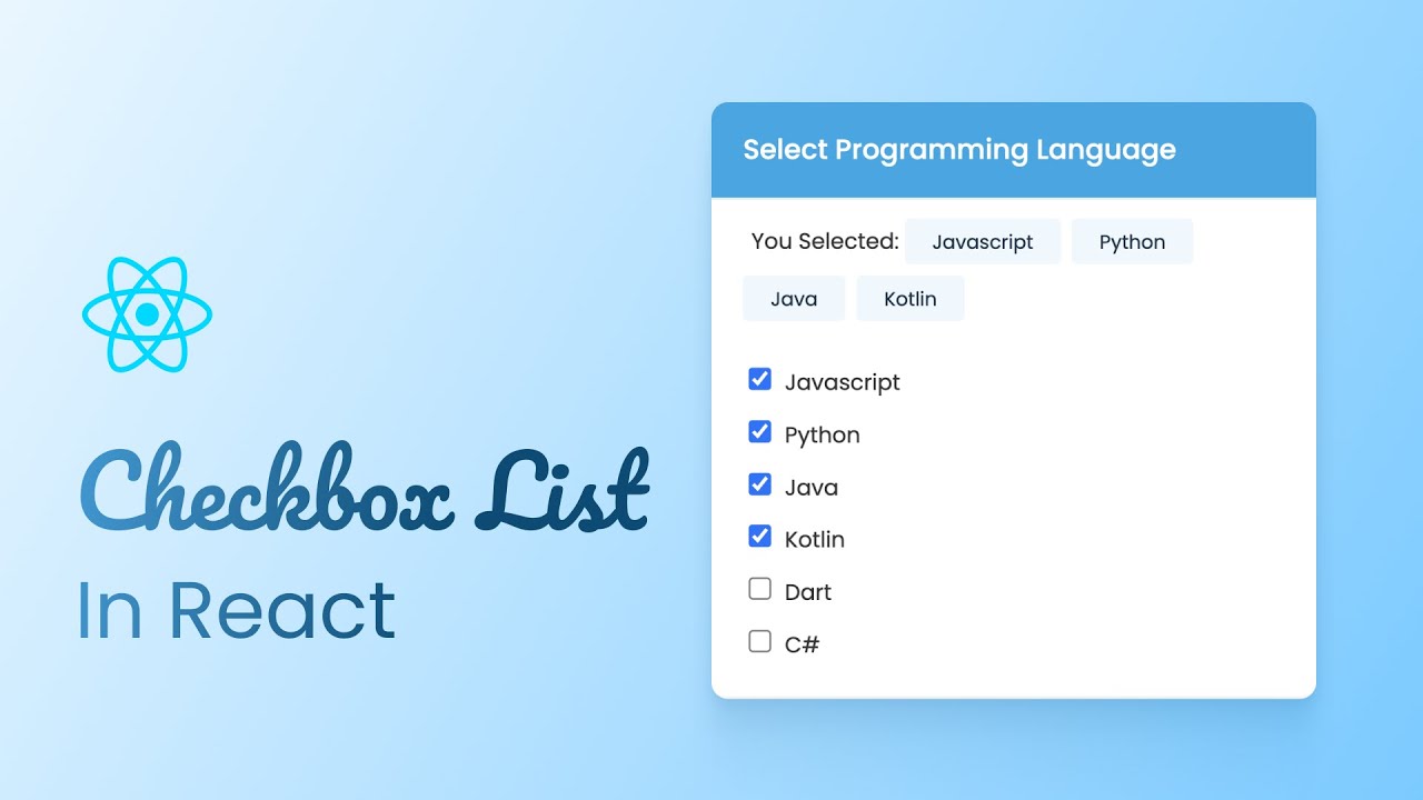 How To Create Checkbox List In React Js Youtube