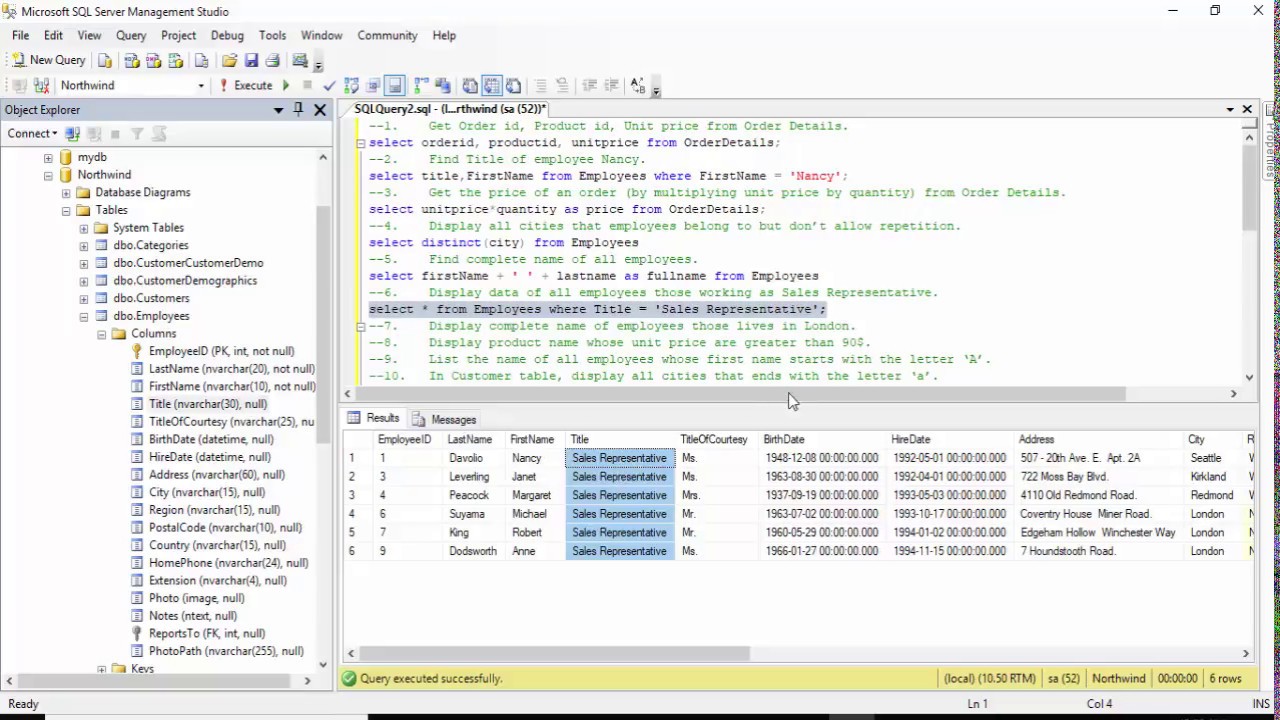 Sql Queries Using Northwind Database Part 1 Youtube