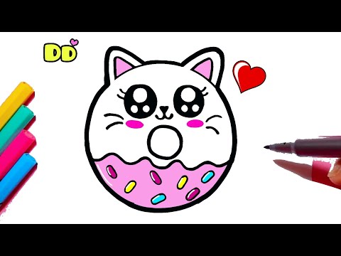 Como Desenhar Cookie Cat Fofo Kawaii Donut Desenhos Kawaii Desenhos