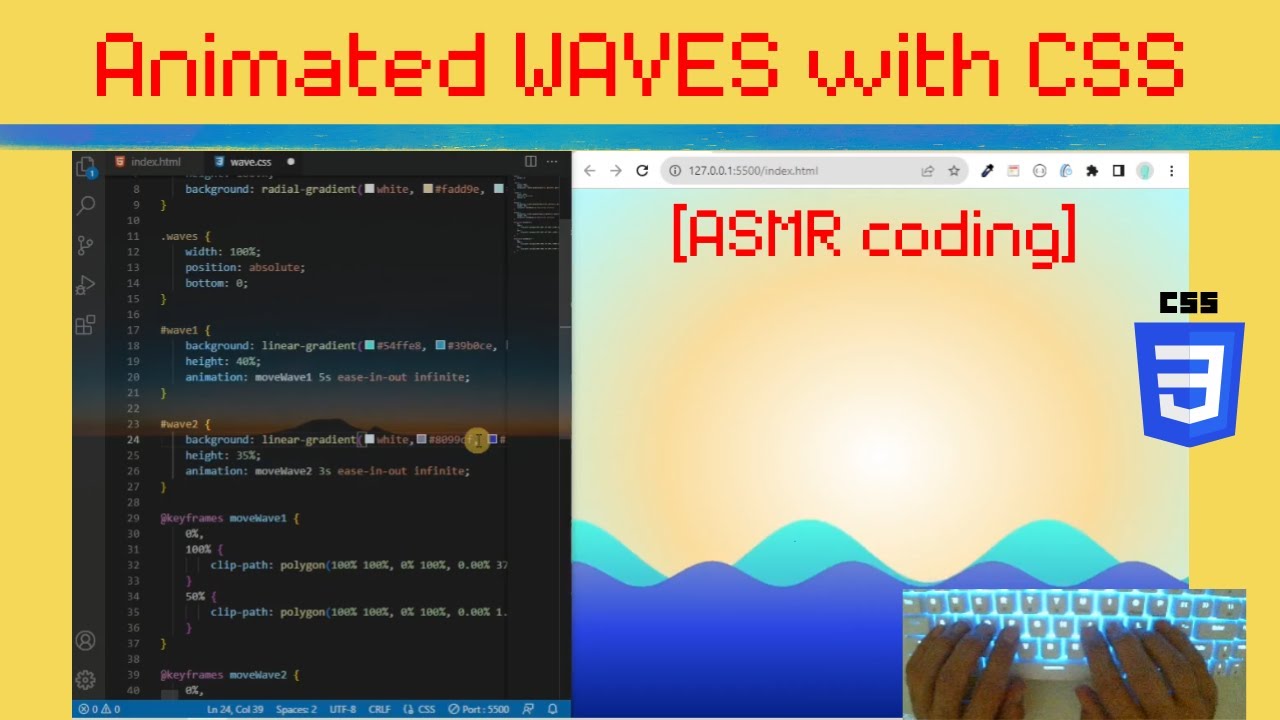 Animated Waves With Html And Css Asmr Coding Youtube