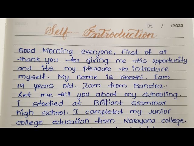 How To Write A Self Introduction For Students Infoupdate Org