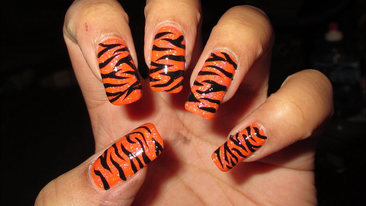 Freehand Tiger Stripes Nail Art Tutorial Youtube
