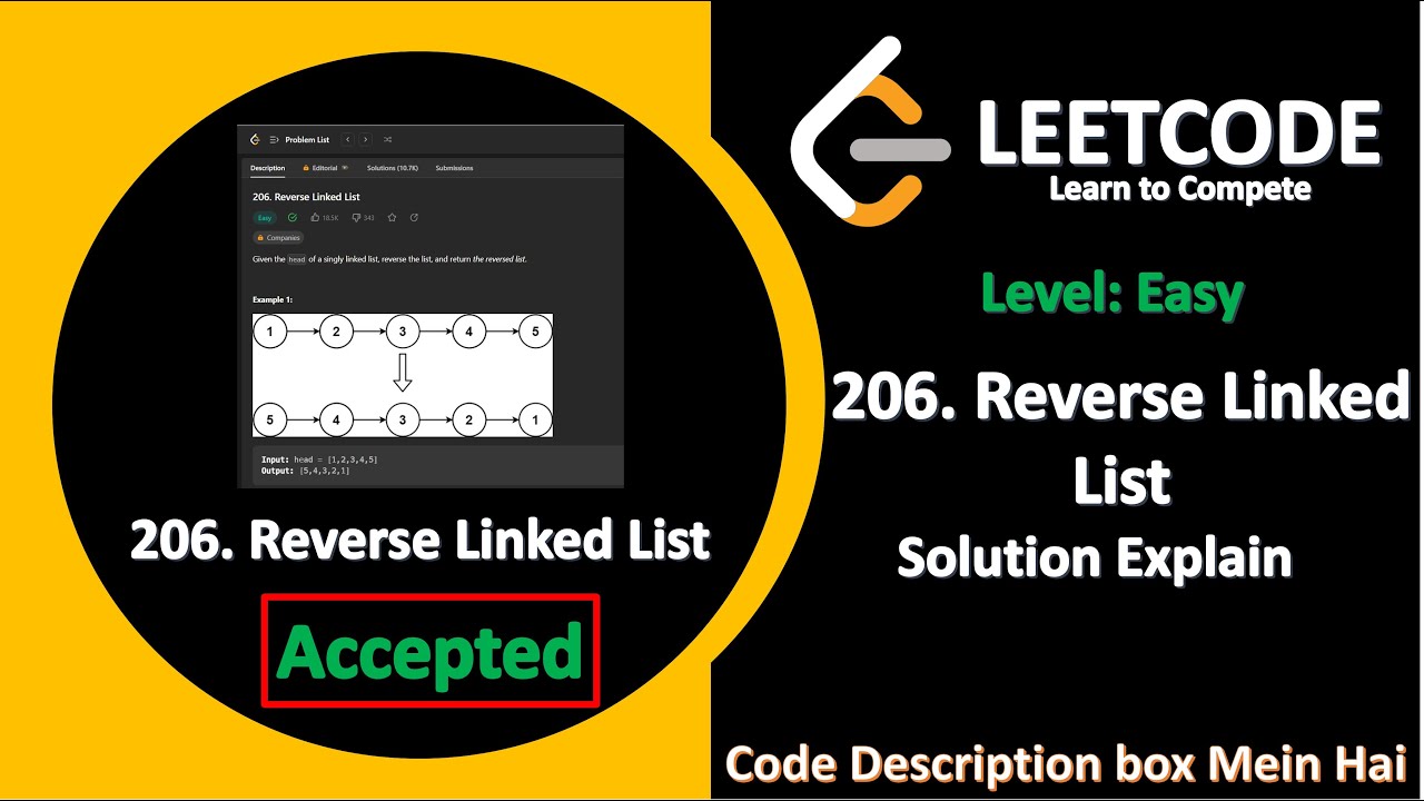 206 Reverse Linked List Sde Sheet Leetcode Solution Explain