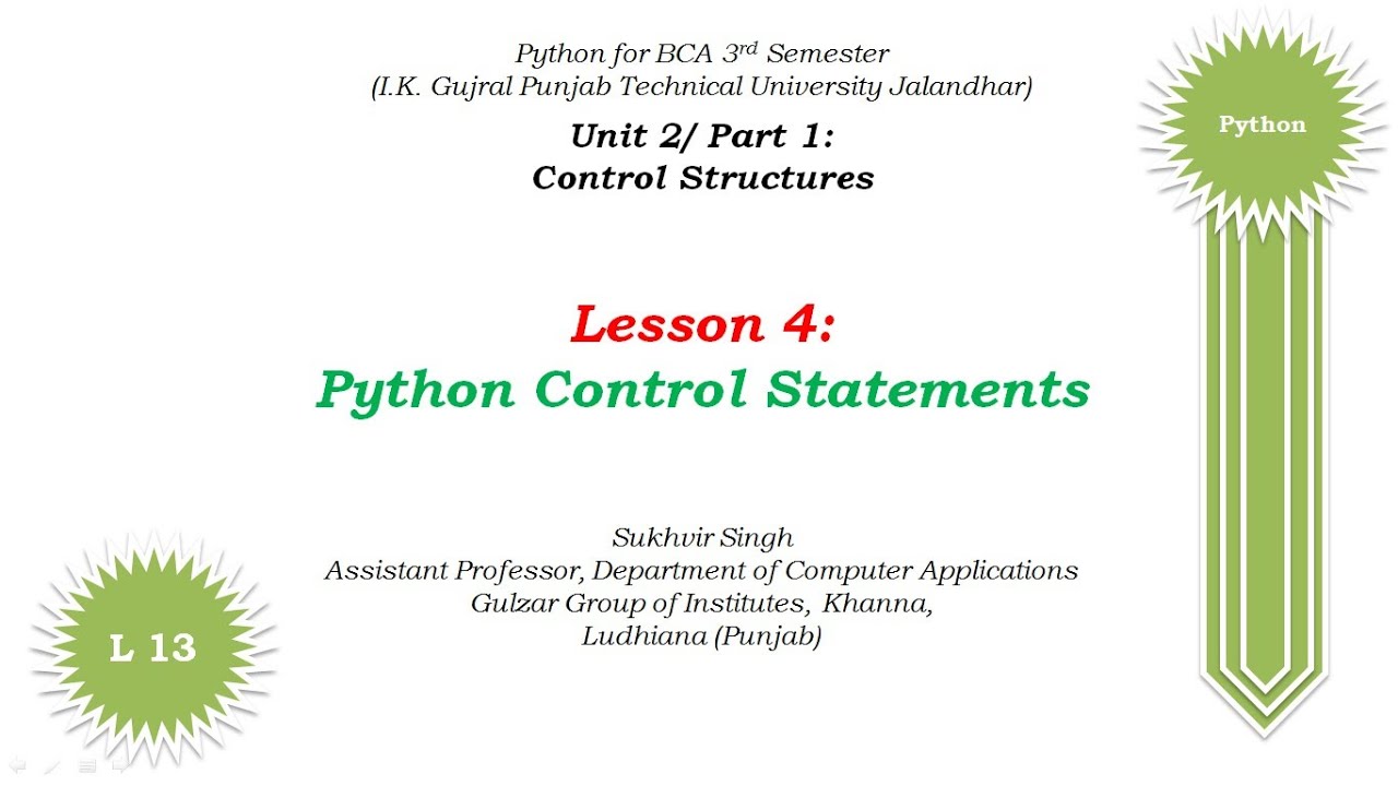 Python Theory Part 13 Control Structures Python Control Statements