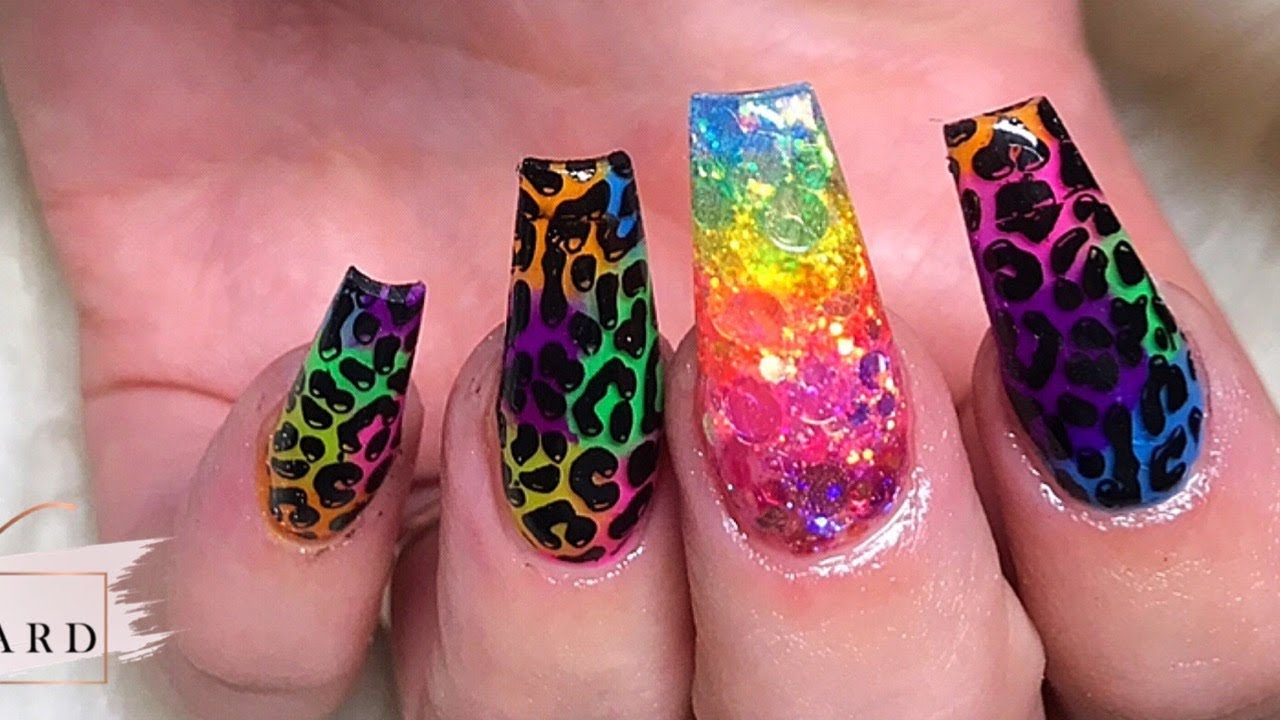 Rainbow Cheetah Print Nails