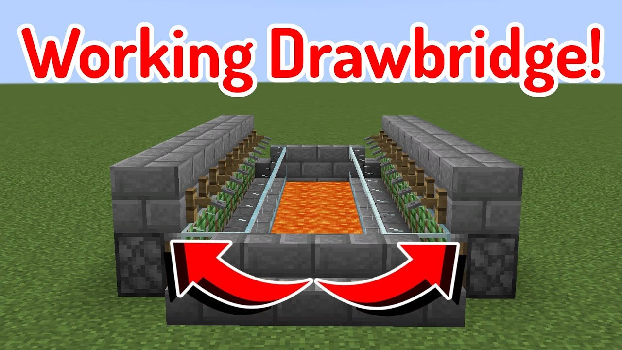 Minecraft Working Drawbridge 1 Minute Tutorial Youtube