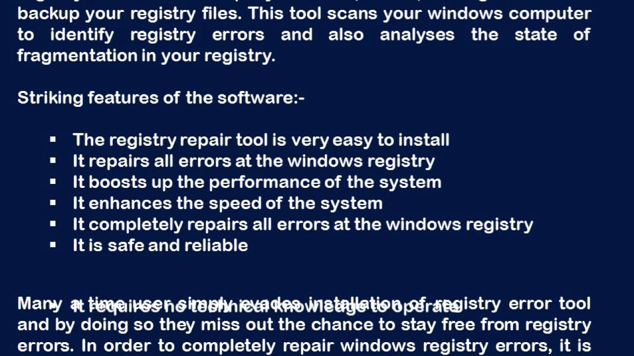 Fix Windows Registry Errors Youtube