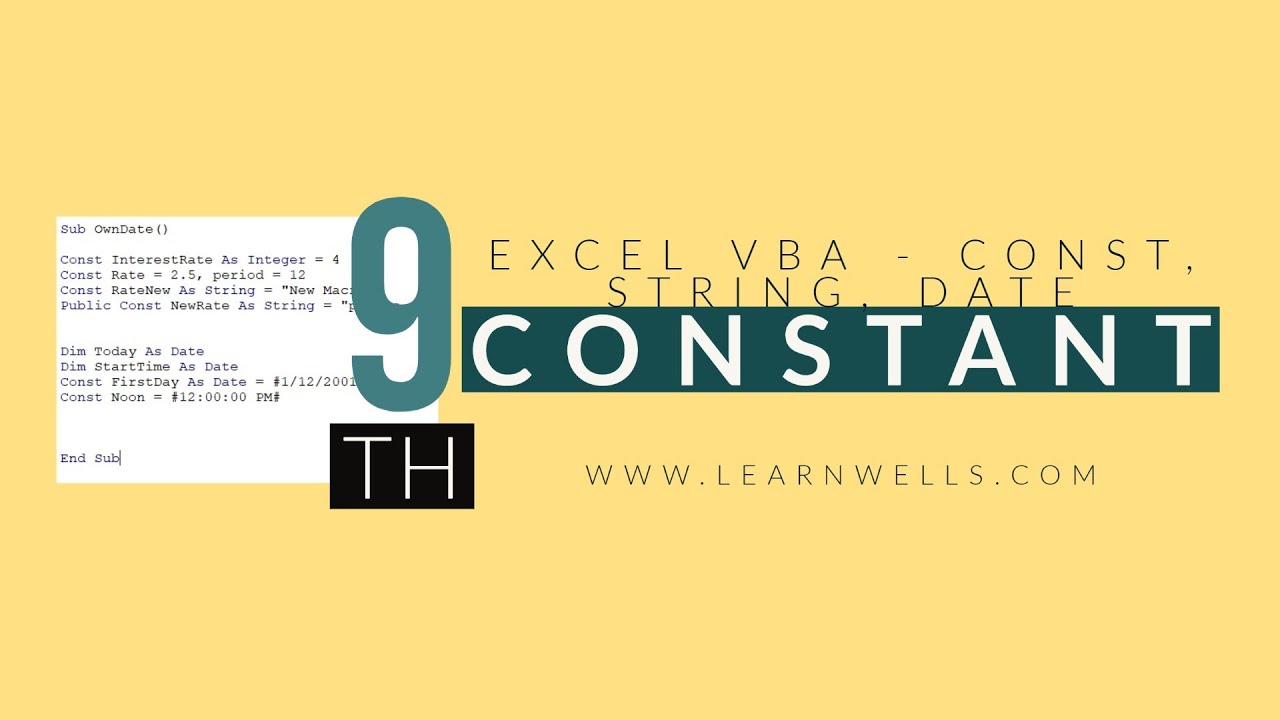 Excel Vba Tutorial Constants Youtube