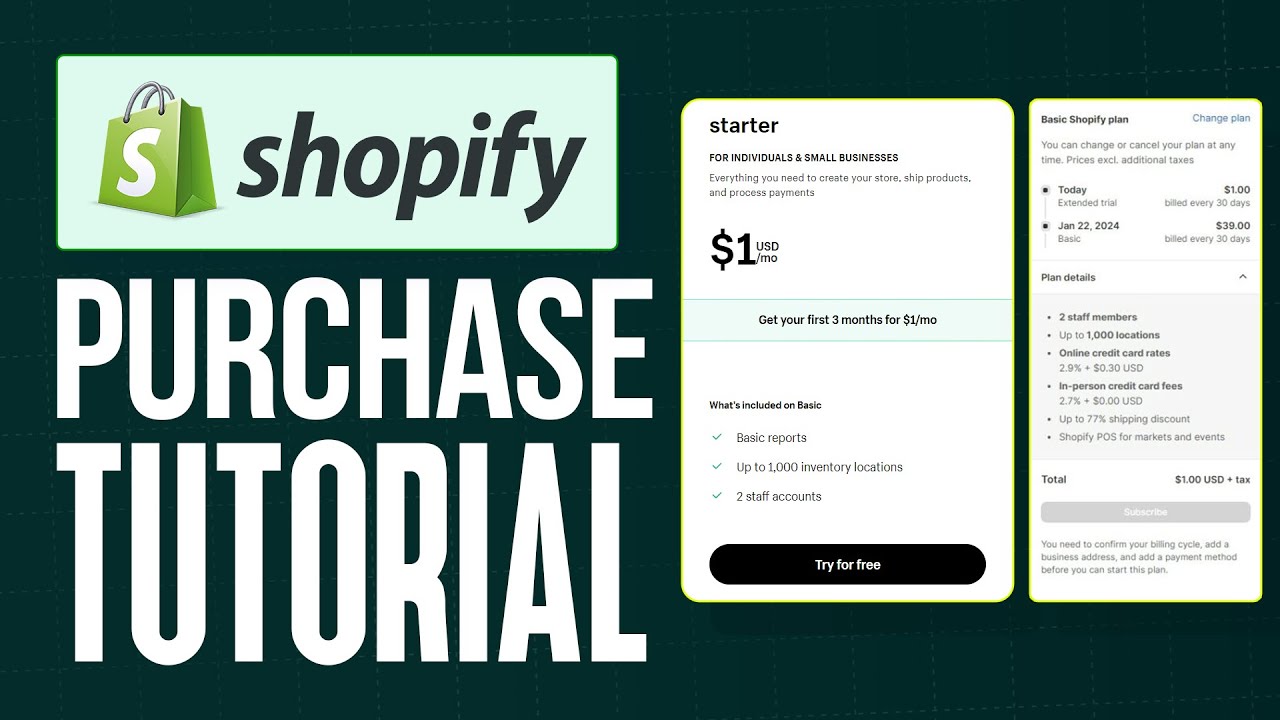 How To Purchase A Shopify Plan 2024 Step By Step Guide Youtube