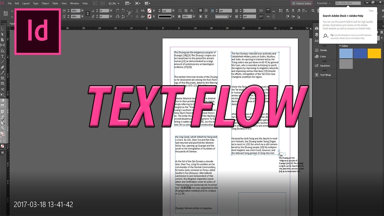 How To Use Adobe Indesign 5 Flowing Text Youtube