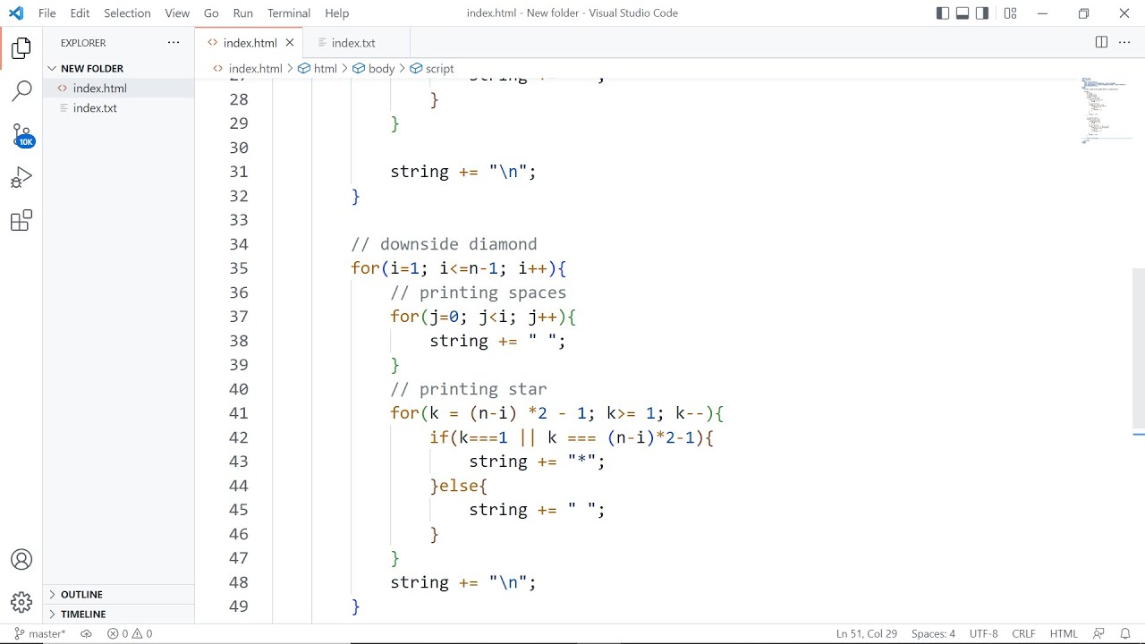 How To Make Hollow Diamond Pattern In Javascript Javascript Problem