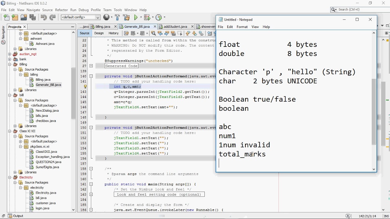 Introduction To Netbeans 2 Java Data Types And Variables Youtube