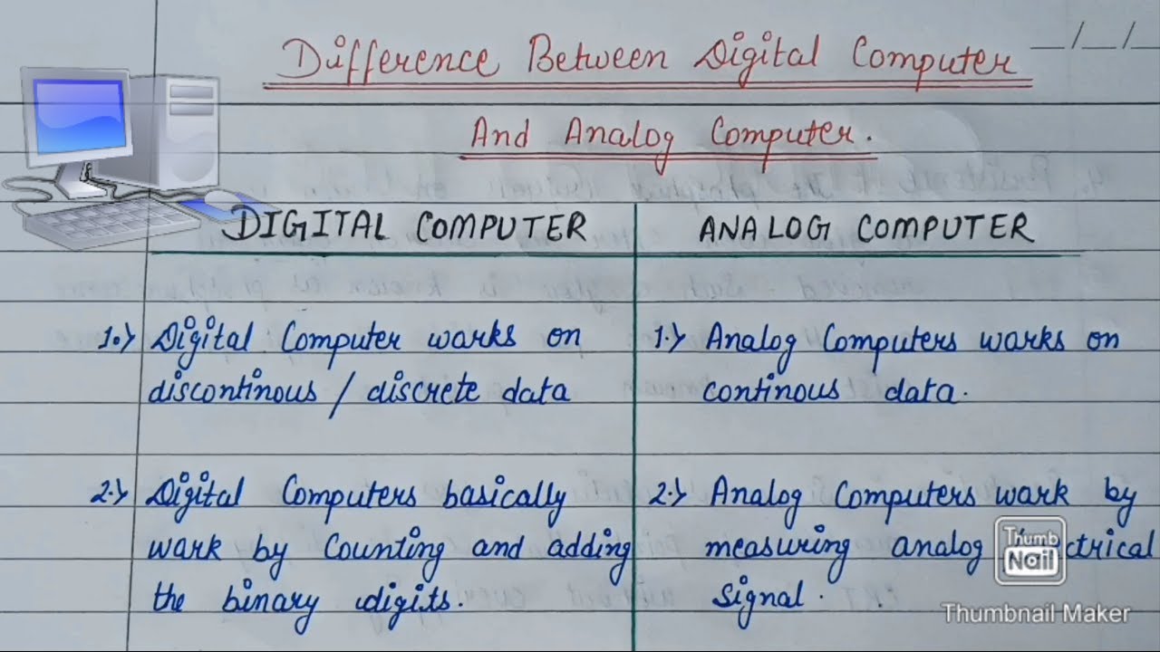 Difference Between Digital Computers And Analog Computers Hybrid