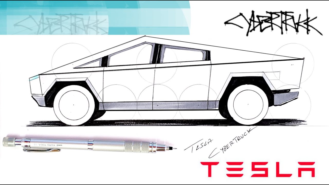 How To Draw A Tesla Cybertruck 2023 Drawing Tesla Cyber Truck – Eroppa