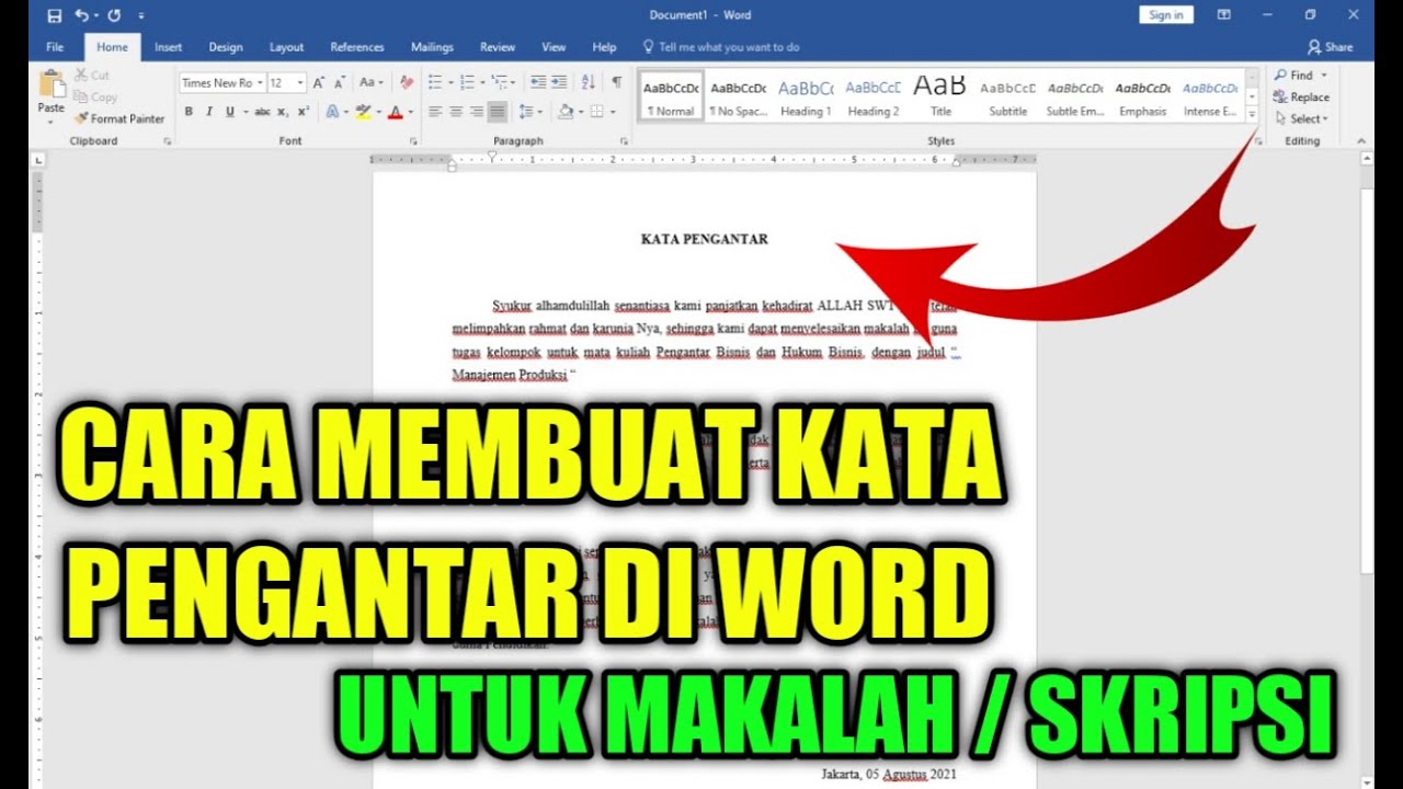 Cara Membuat Kata Pengantar Di Word Youtube
