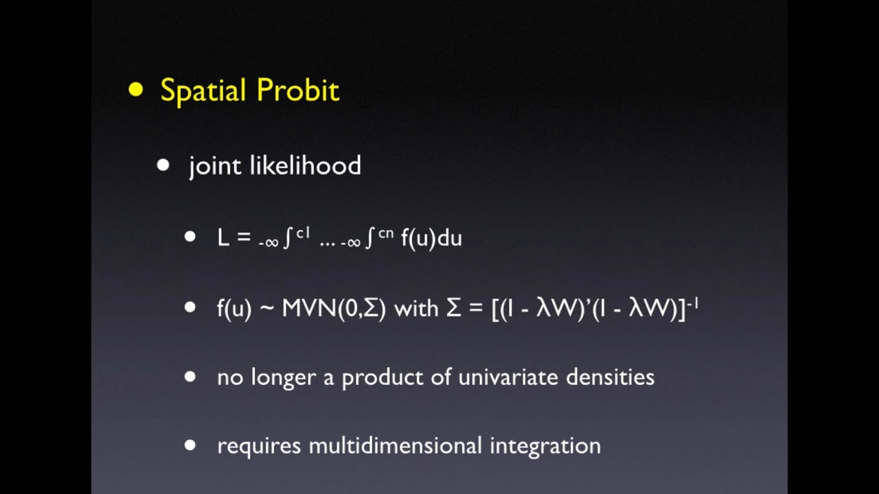 Spatial Probit Tobit Maximum Likelihood Estimation Ii Youtube