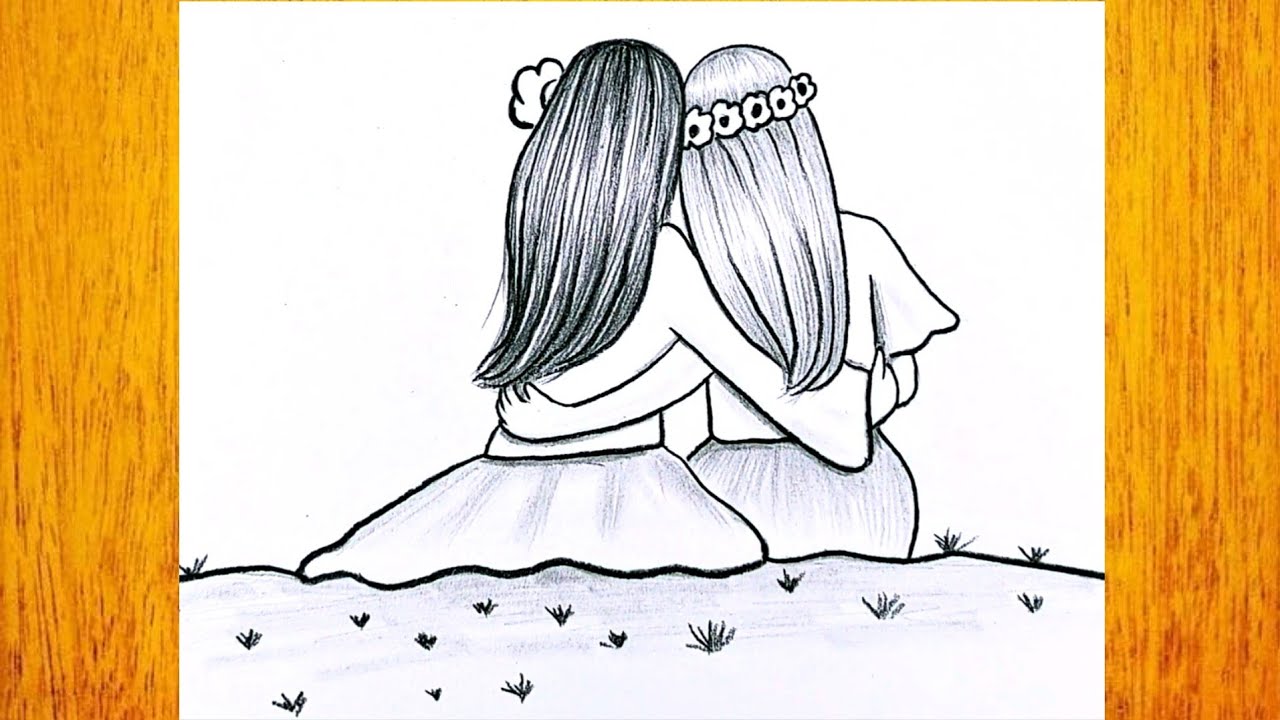 Dibujo Especial Para Mejores Hermanas Cómo Dibujar Dos Niñas Bff