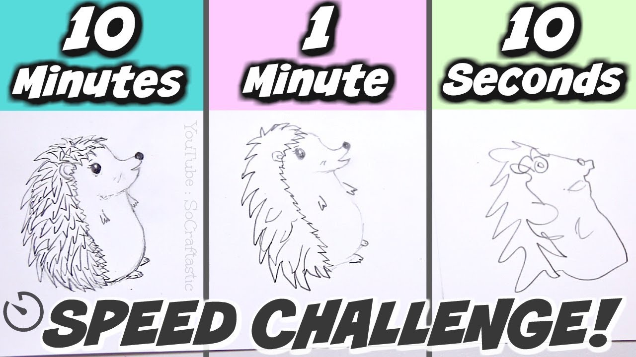 Speed Drawing Challenge 10 Min 1 Min 10 Sec Hedgehog