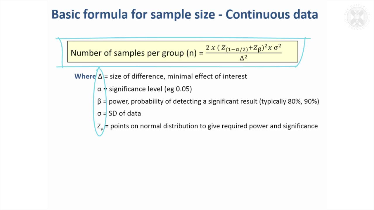 Formula For Calculating Sample Size