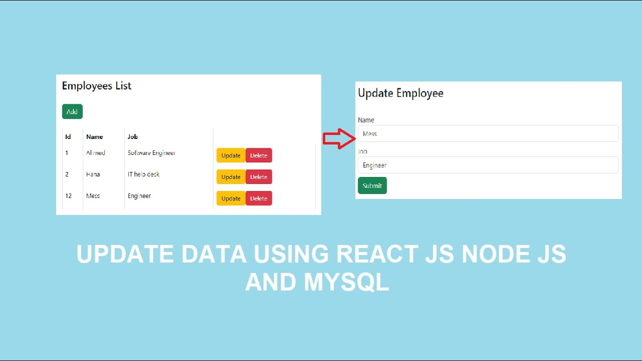 Update Data In React Js Node Js And Mysql Youtube